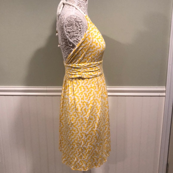 Milly | Dresses | Milly Yellow White Halter Dress With Rope Tie | Poshmark